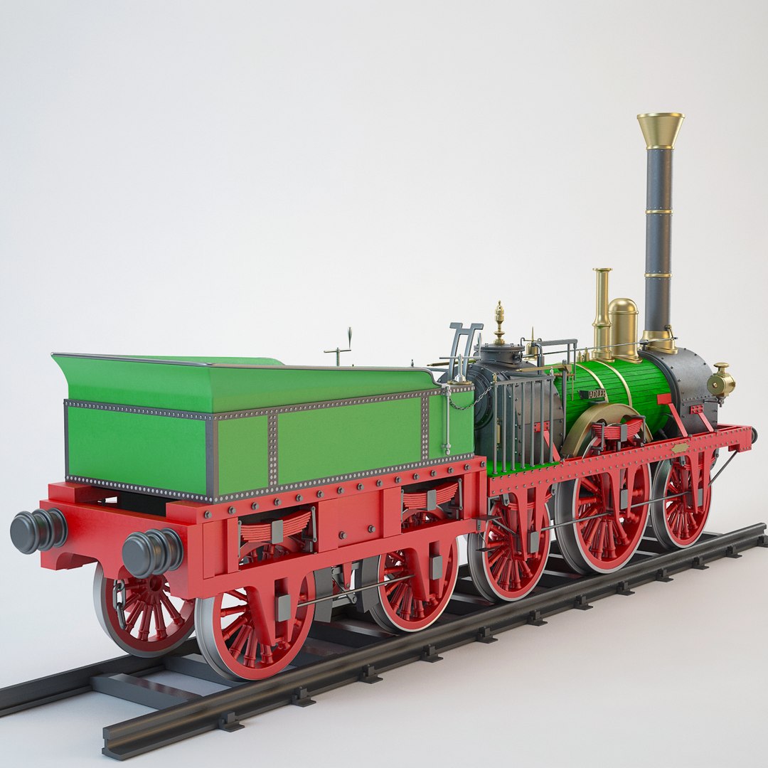 1835 Adler Steam Locomotive 3d Model
