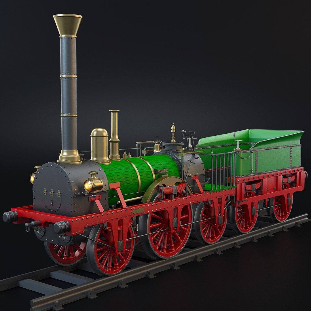 1835 Adler Steam Locomotive 3d Model