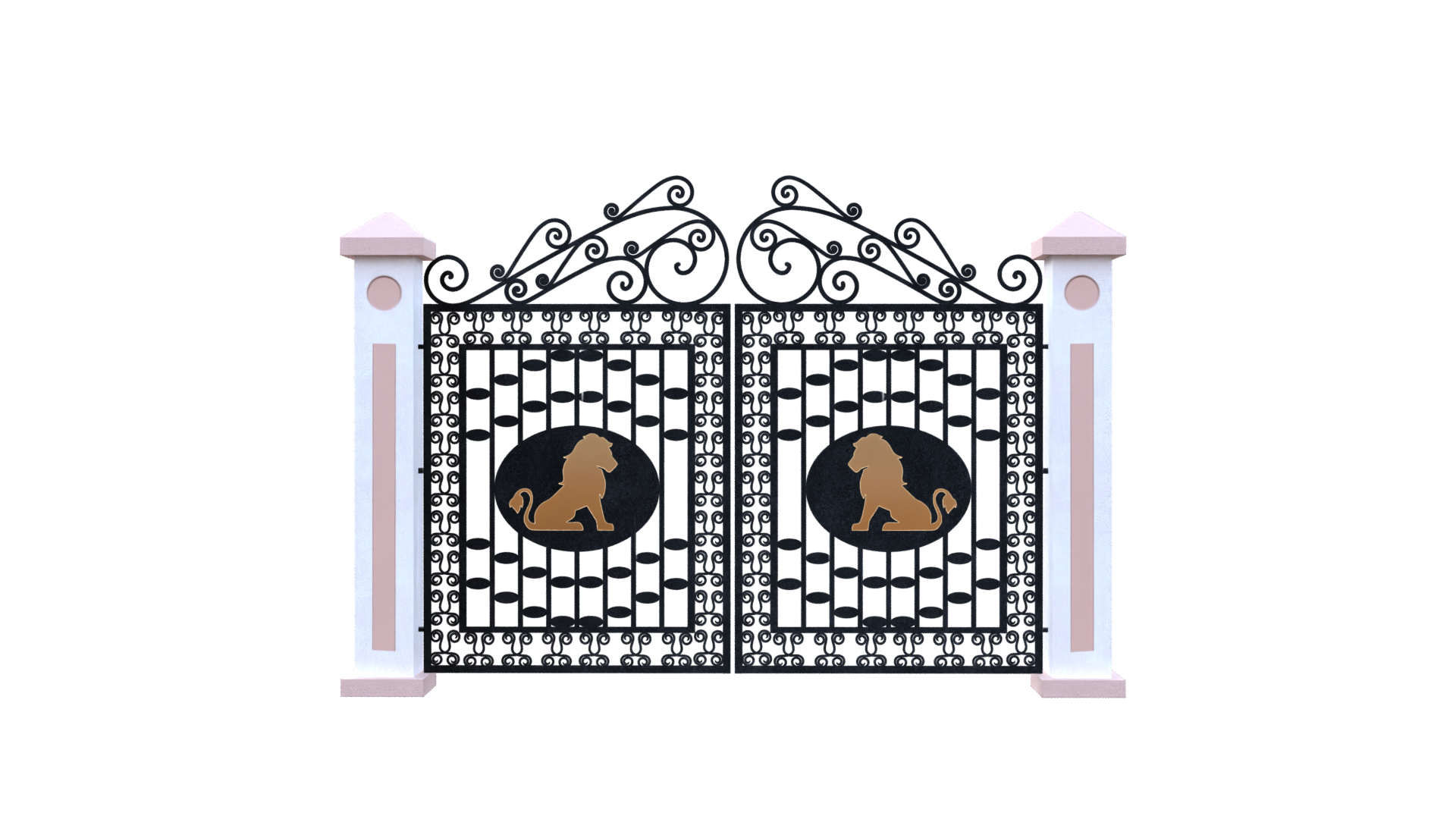 Luxury Wrought Iron Gate With Lion Emblems 3D Model Model - TurboSquid ...