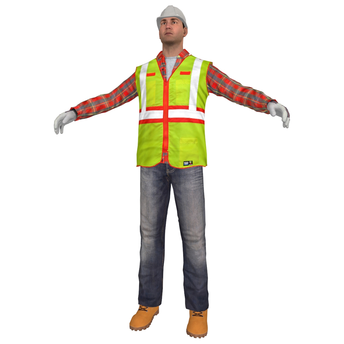 rigged worker man 3d model