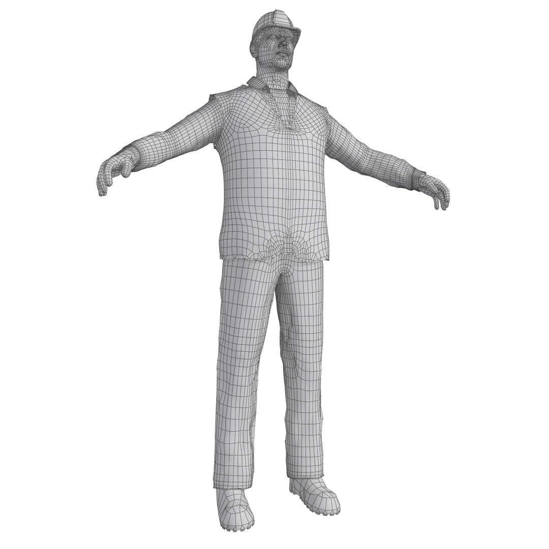 rigged worker man 3d model