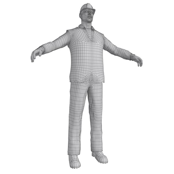 rigged worker man 3d model