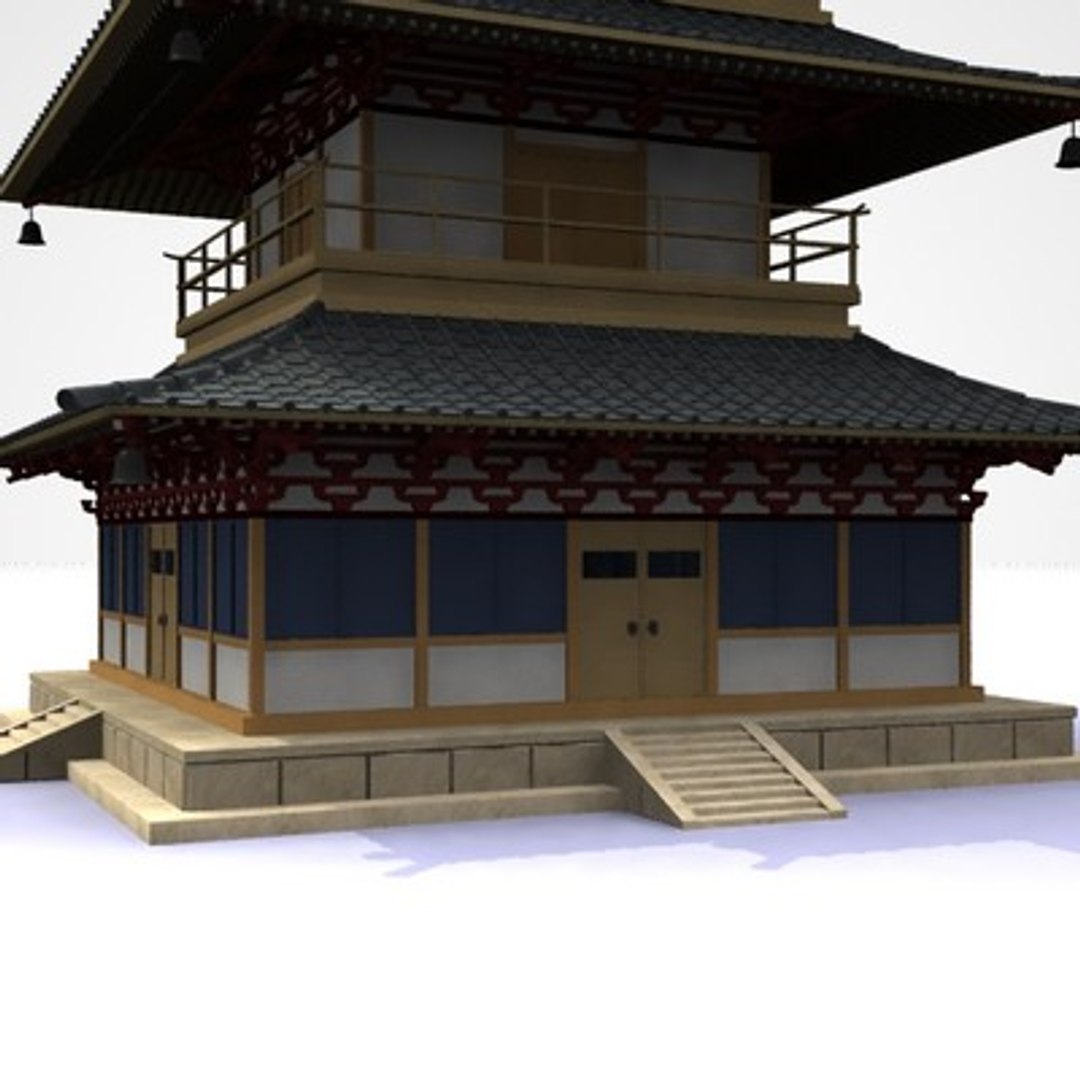 3d Lwo Japanese Building