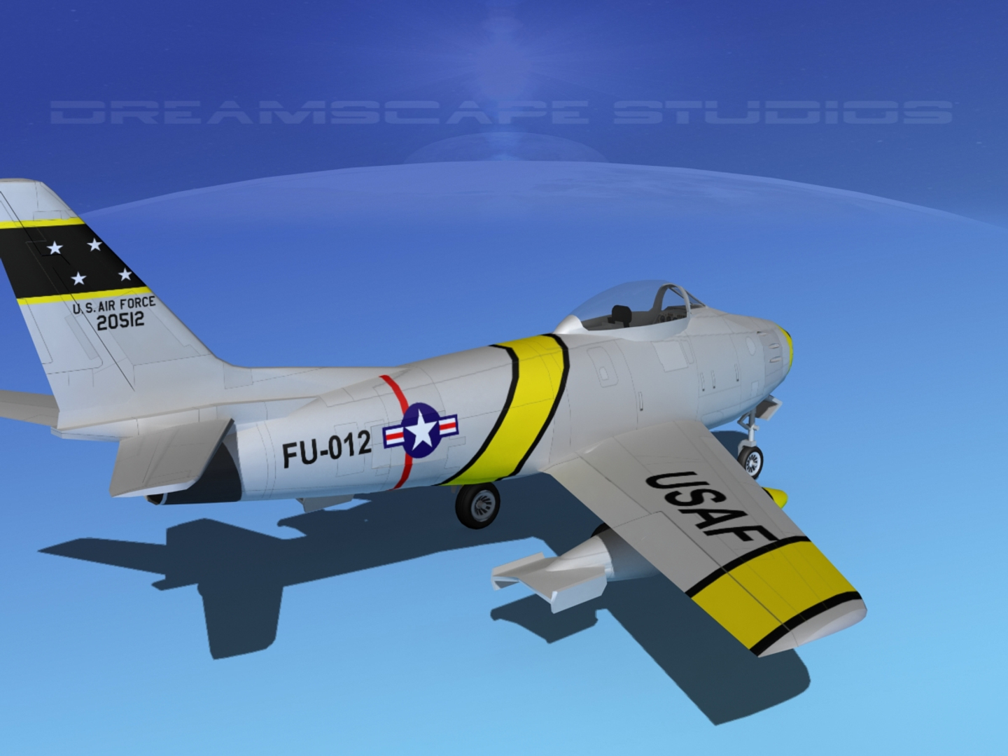 north american f-86 sabre 3d max