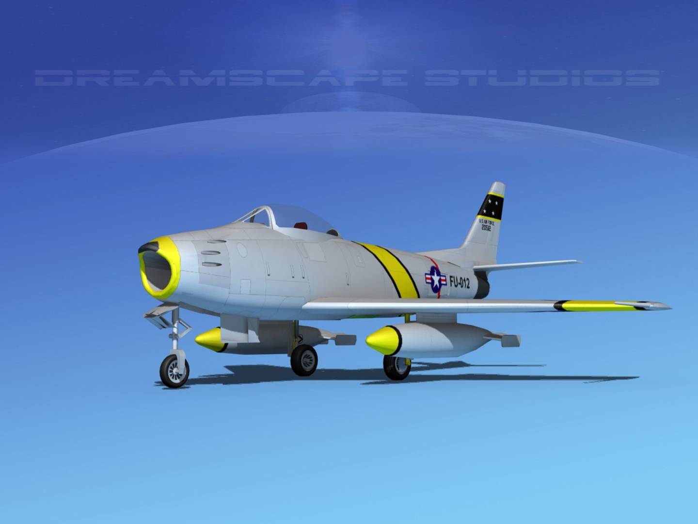 north american f-86 sabre 3d max