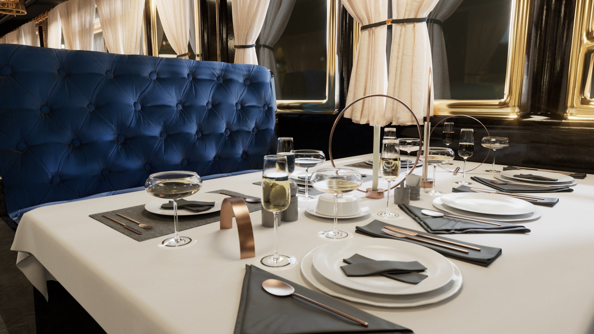 3D Orient Express Train - Dining Model - TurboSquid 2410488