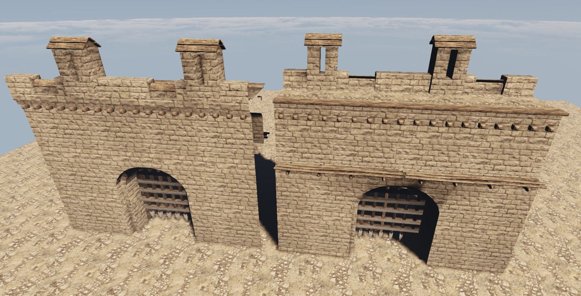 3d Medieval Wall Construction Model