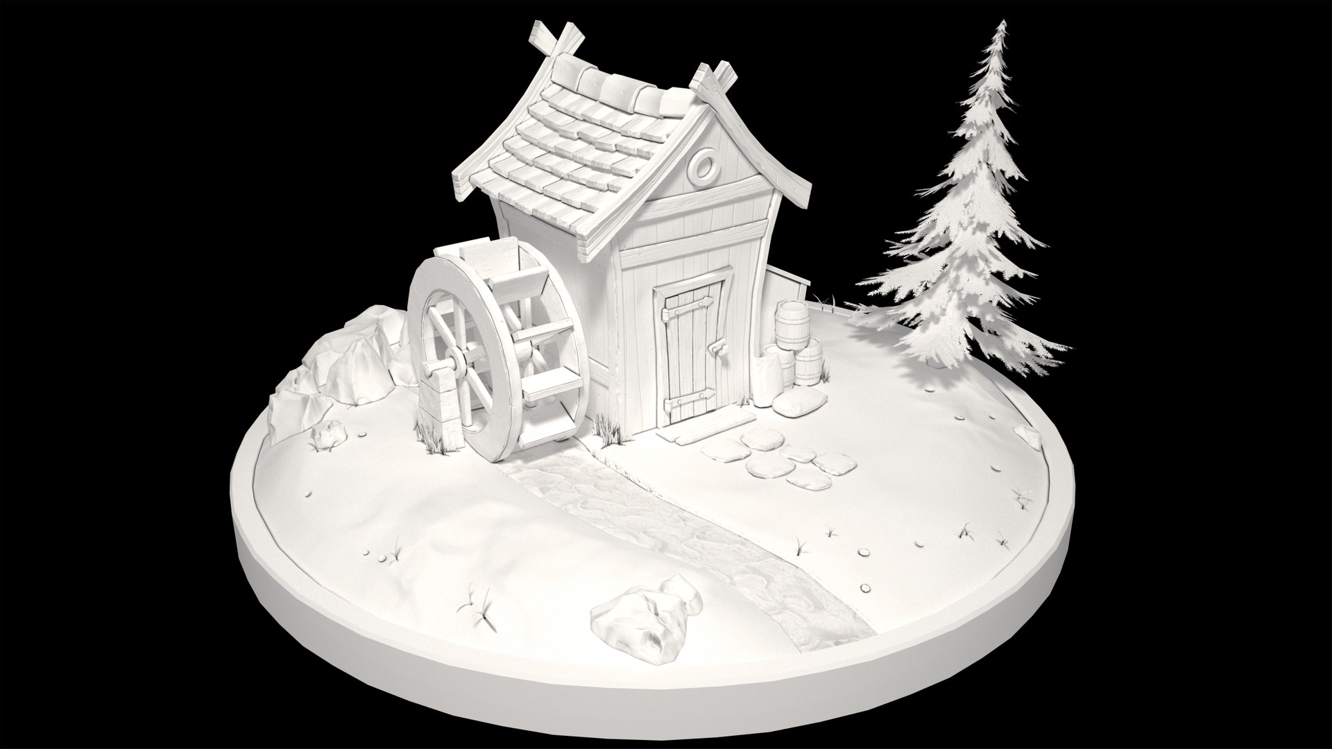 3D Stylized Water Mill Model - TurboSquid 2284801