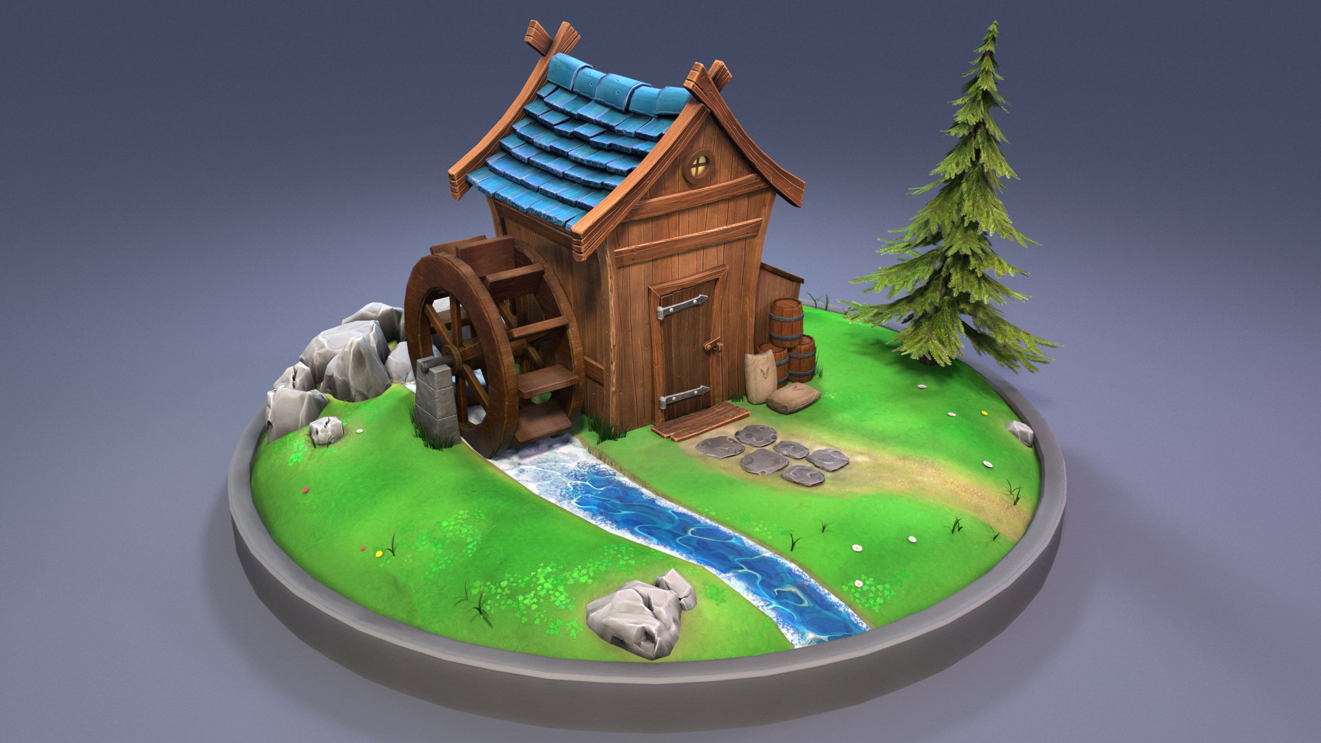 3D Stylized Water Mill Model - TurboSquid 2284801