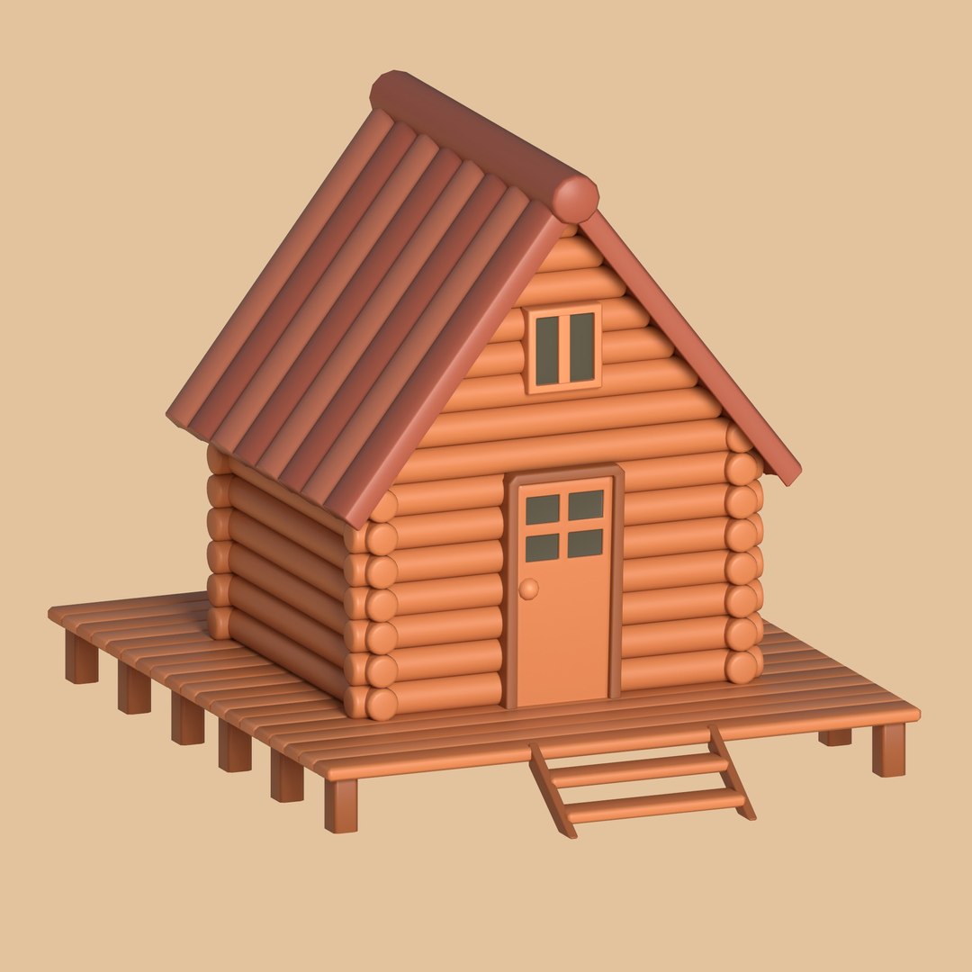 3D Cartoon Wooden House - TurboSquid 2224604