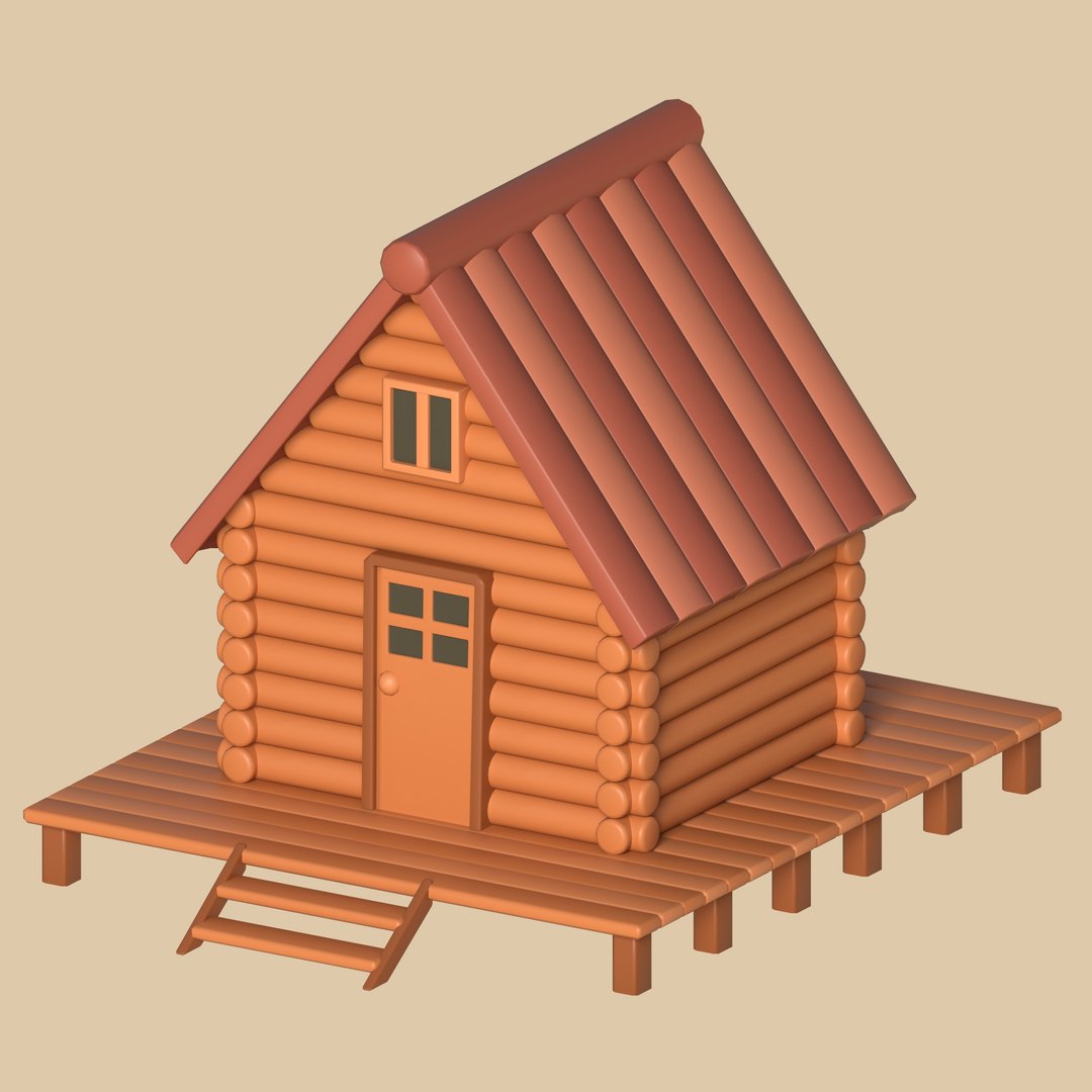 3D Cartoon Wooden House - TurboSquid 2224604