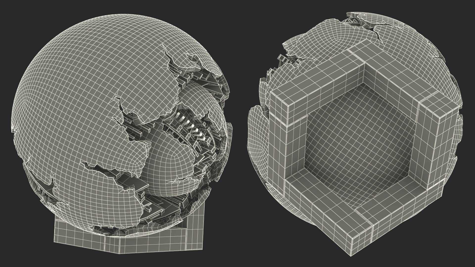 3D Model Architectural Fractured Sphere On Wooden Stand - TurboSquid 2371798
