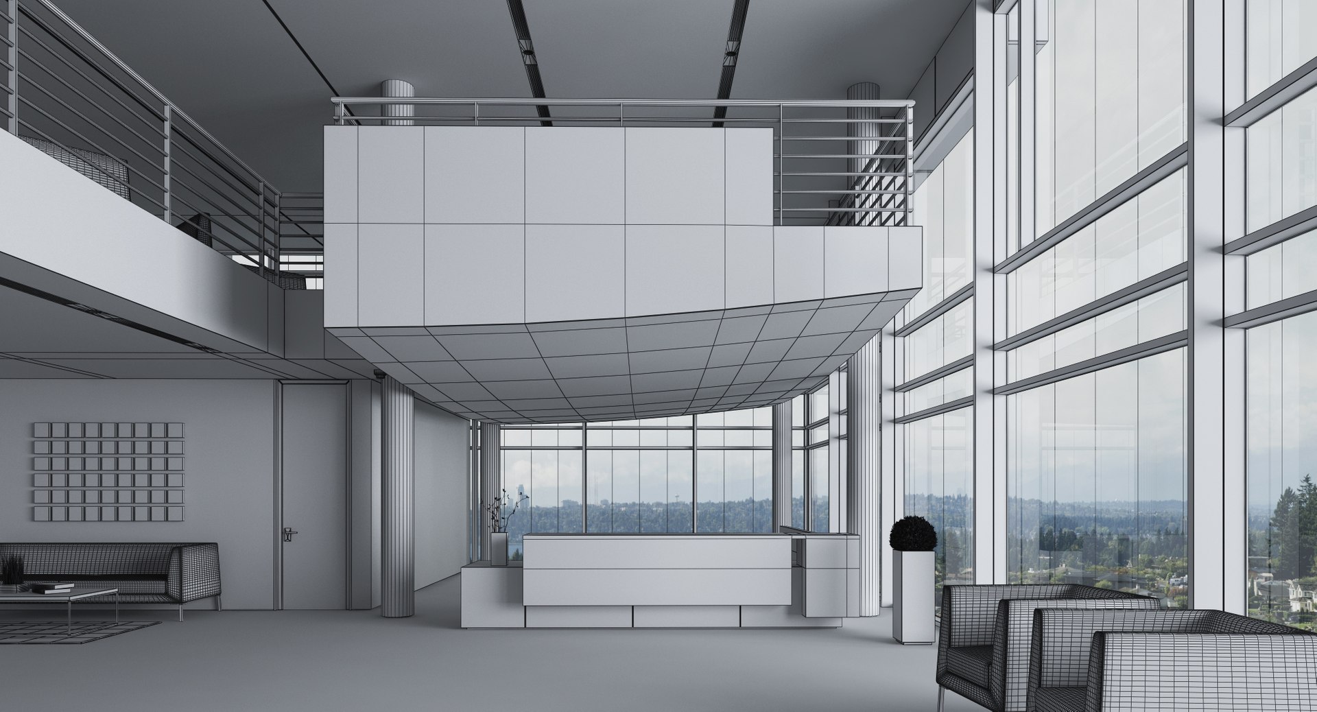 3d Interior Scene Reception Model