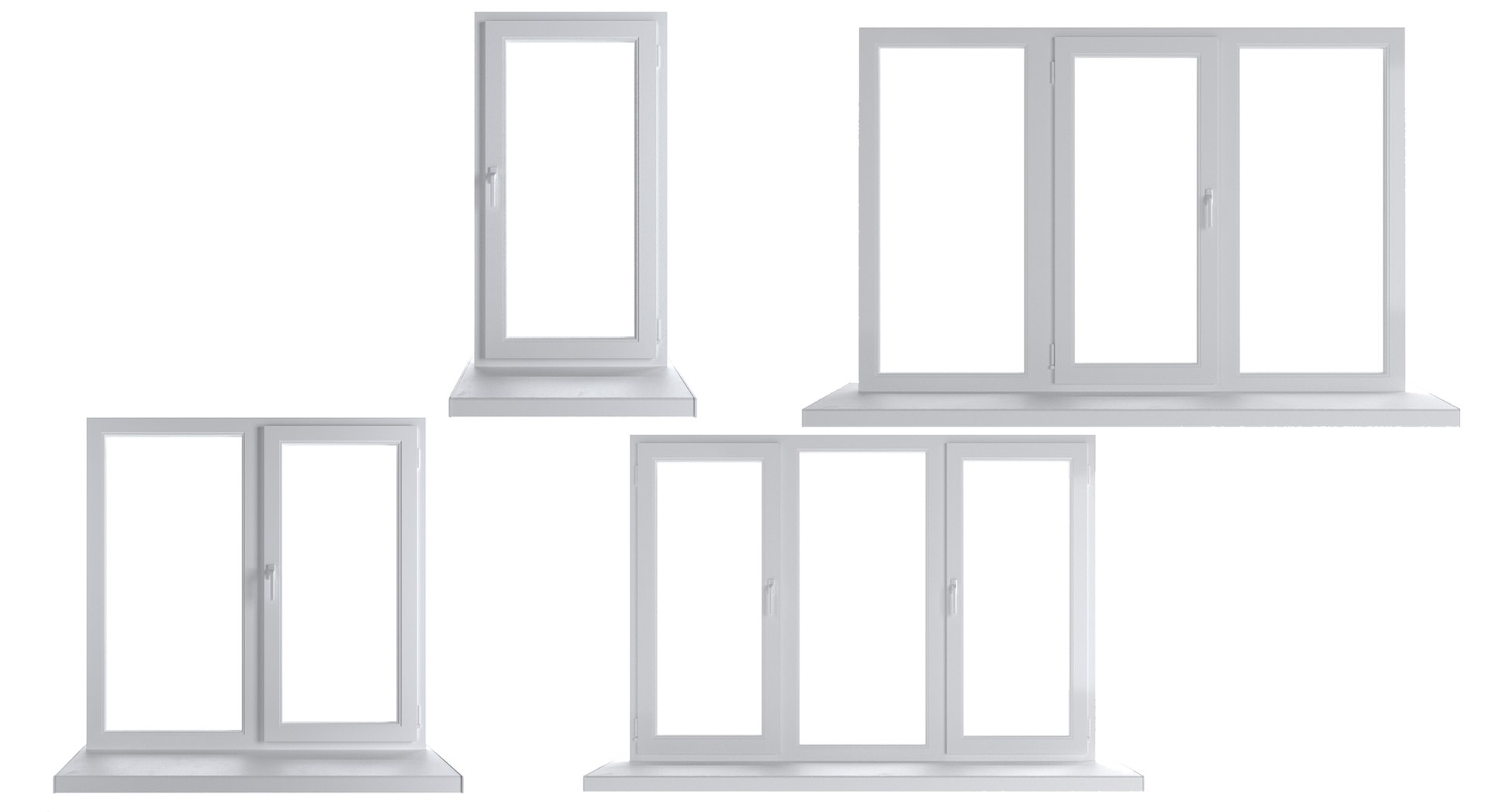 4 Types Of Plastic Windows - White 3D - TurboSquid 2048192