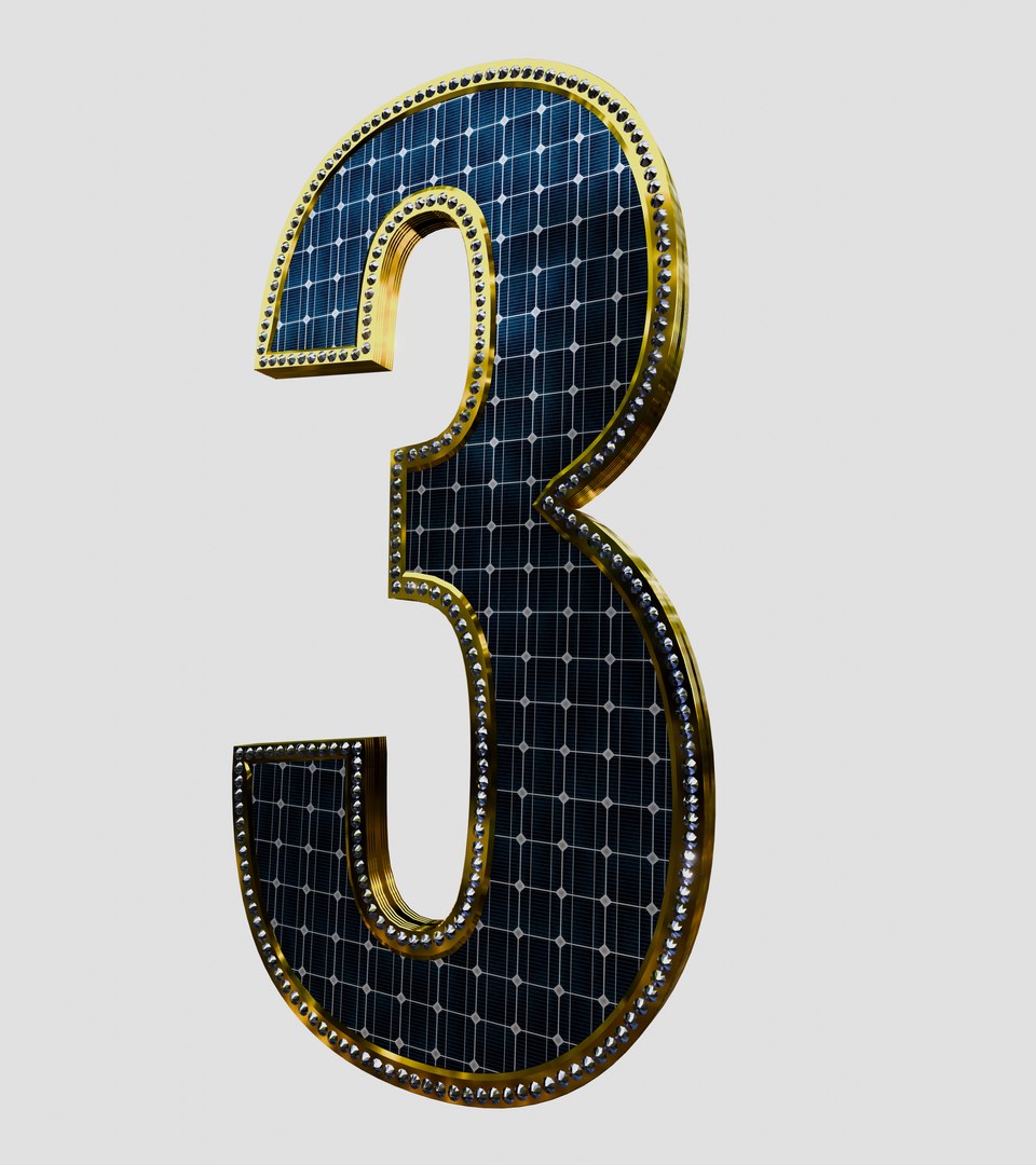 3D Solar Panel Number - 3 - TurboSquid 2242465