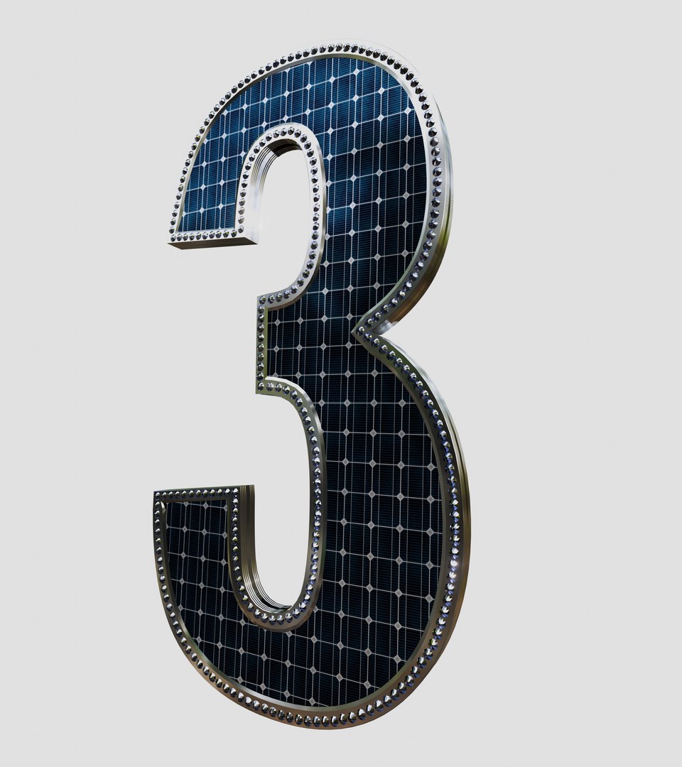 3D Solar Panel Number - 3 - TurboSquid 2242465