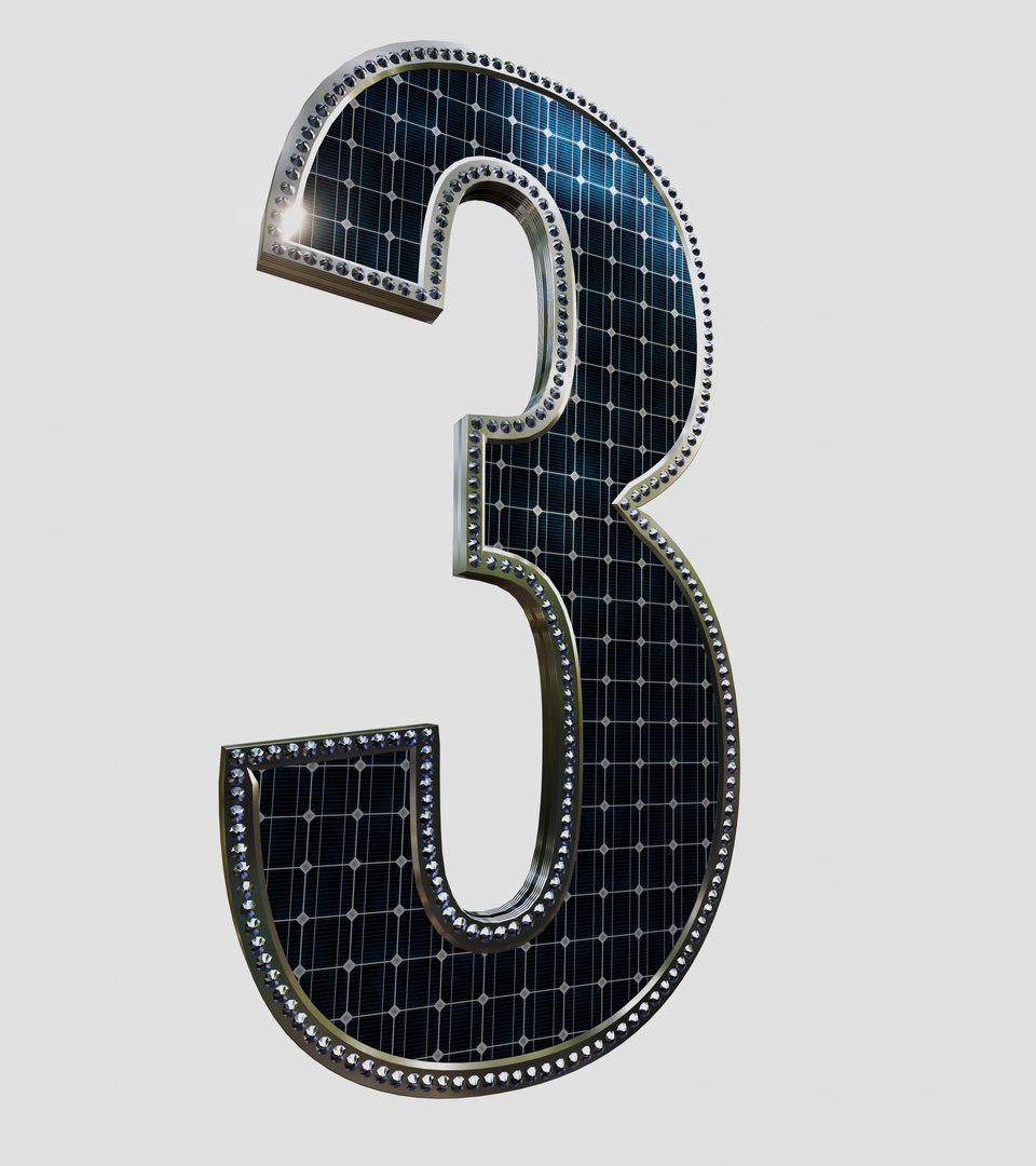 3D Solar Panel Number - 3 - TurboSquid 2242465