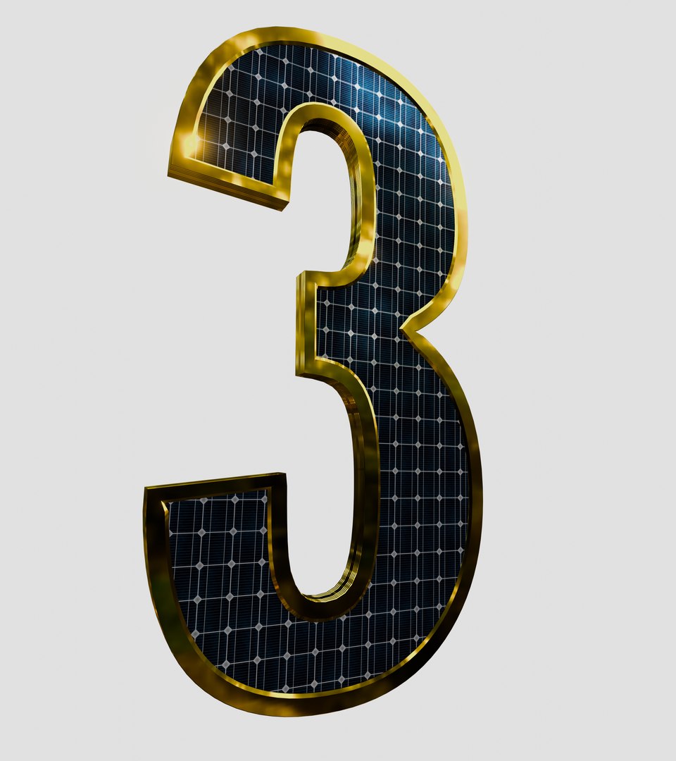 3D Solar Panel Number - 3 - TurboSquid 2242465