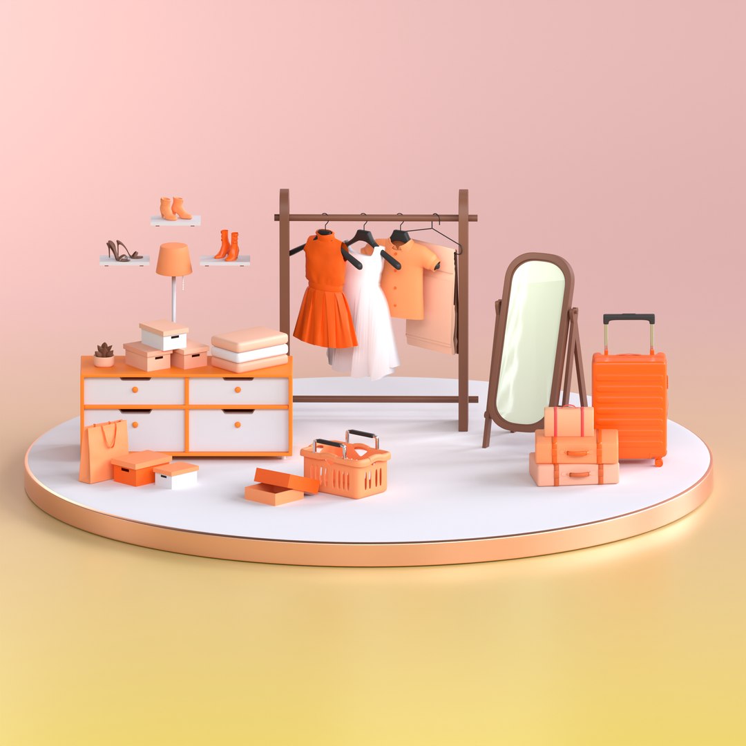 3D Low Poly Walk In Closet Dress Room Model - TurboSquid 2356808