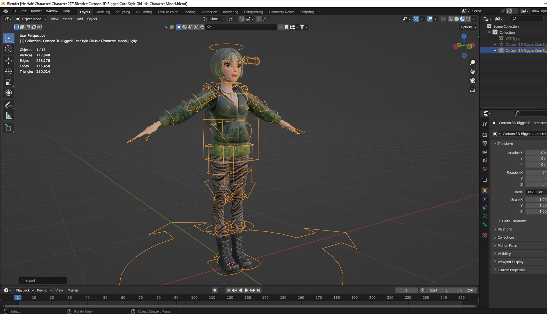 Cartoon 3D Rigged Cute Style Girl-Isla Character Model 3D - TurboSquid ...
