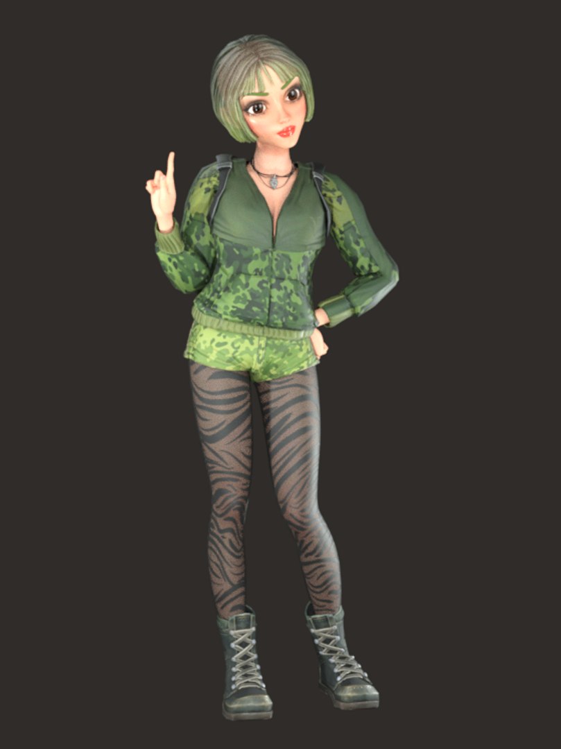 Cartoon 3D Rigged Cute Style Girl-Isla Character Model 3D - TurboSquid ...