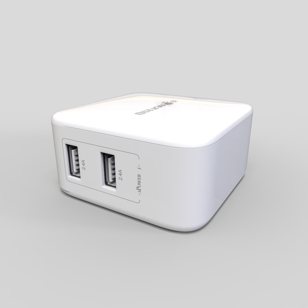 3d Model Outlet Usb Charger