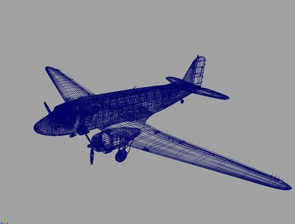 douglas dc-3 c-47 plane 3d model