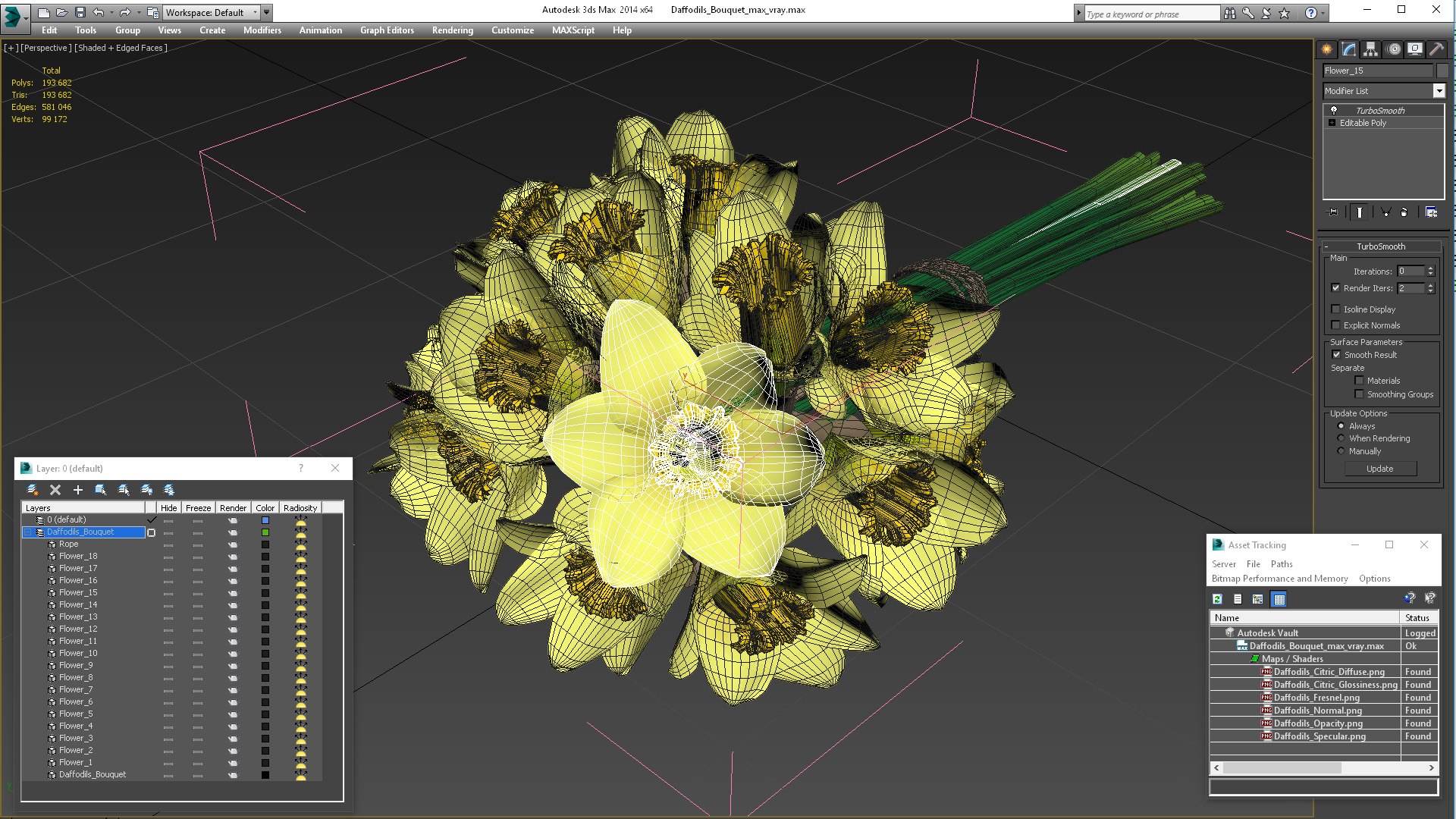 3D Daffodils Bouquet - TurboSquid 2092081