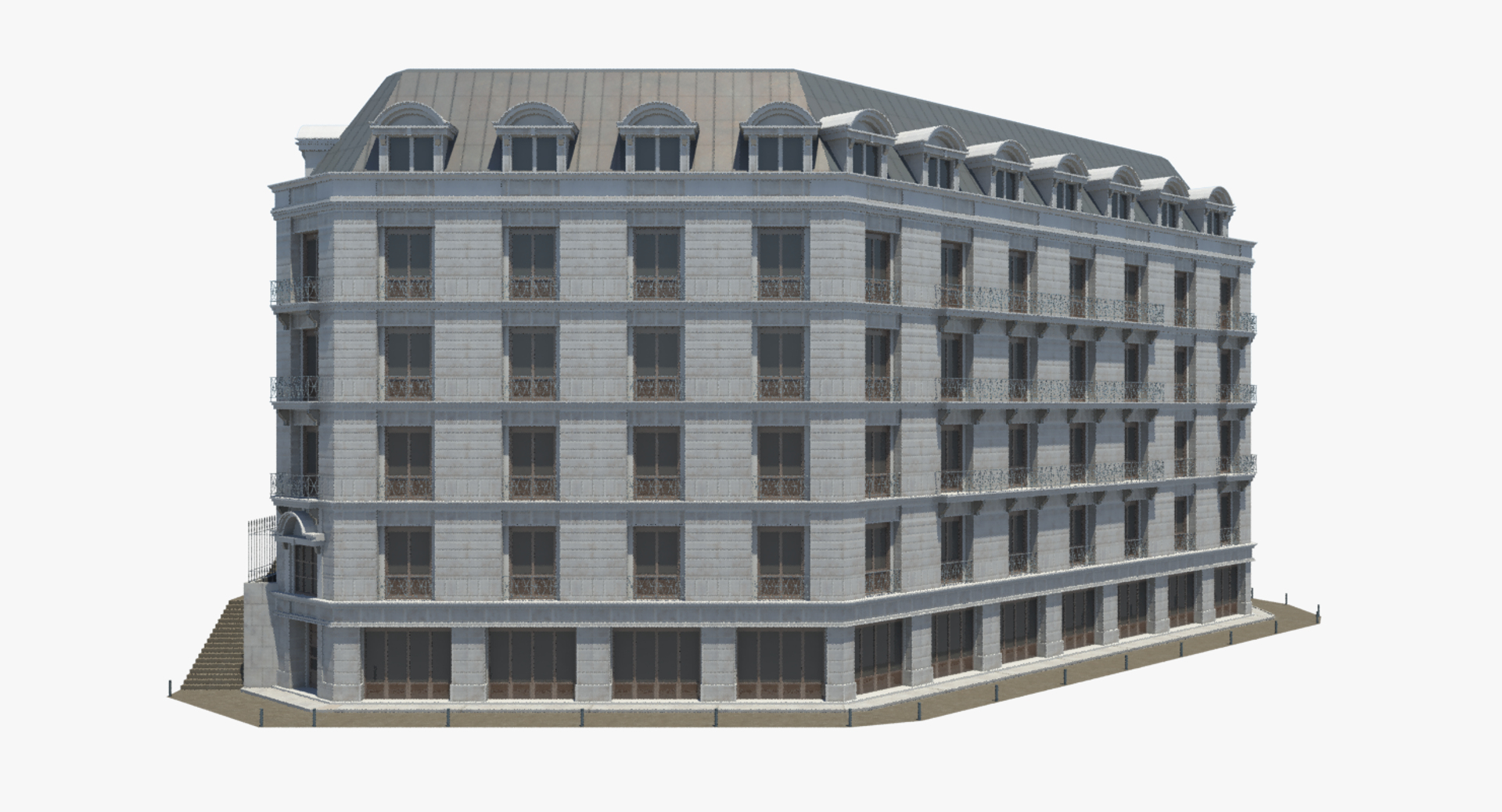 European Residential Building 3d Model