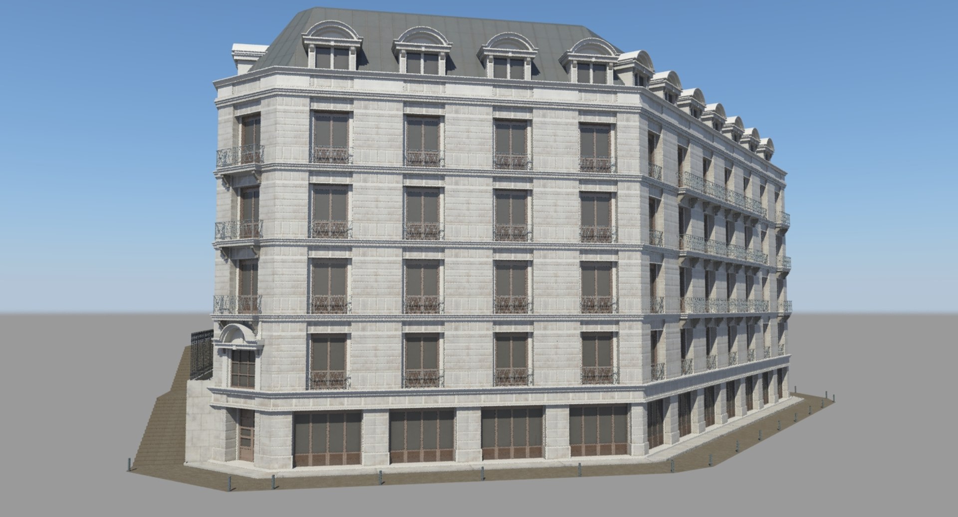 European Residential Building 3d Model