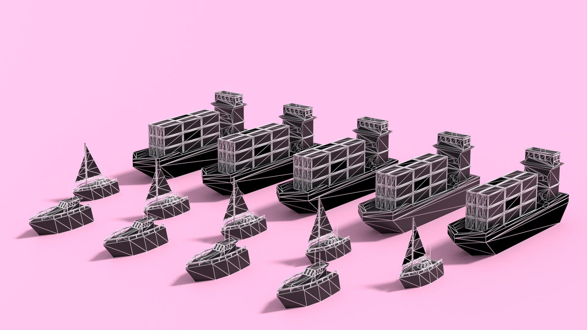 Cartoon Container Ship Yacht Sail Boat 3D Model - TurboSquid 2017238