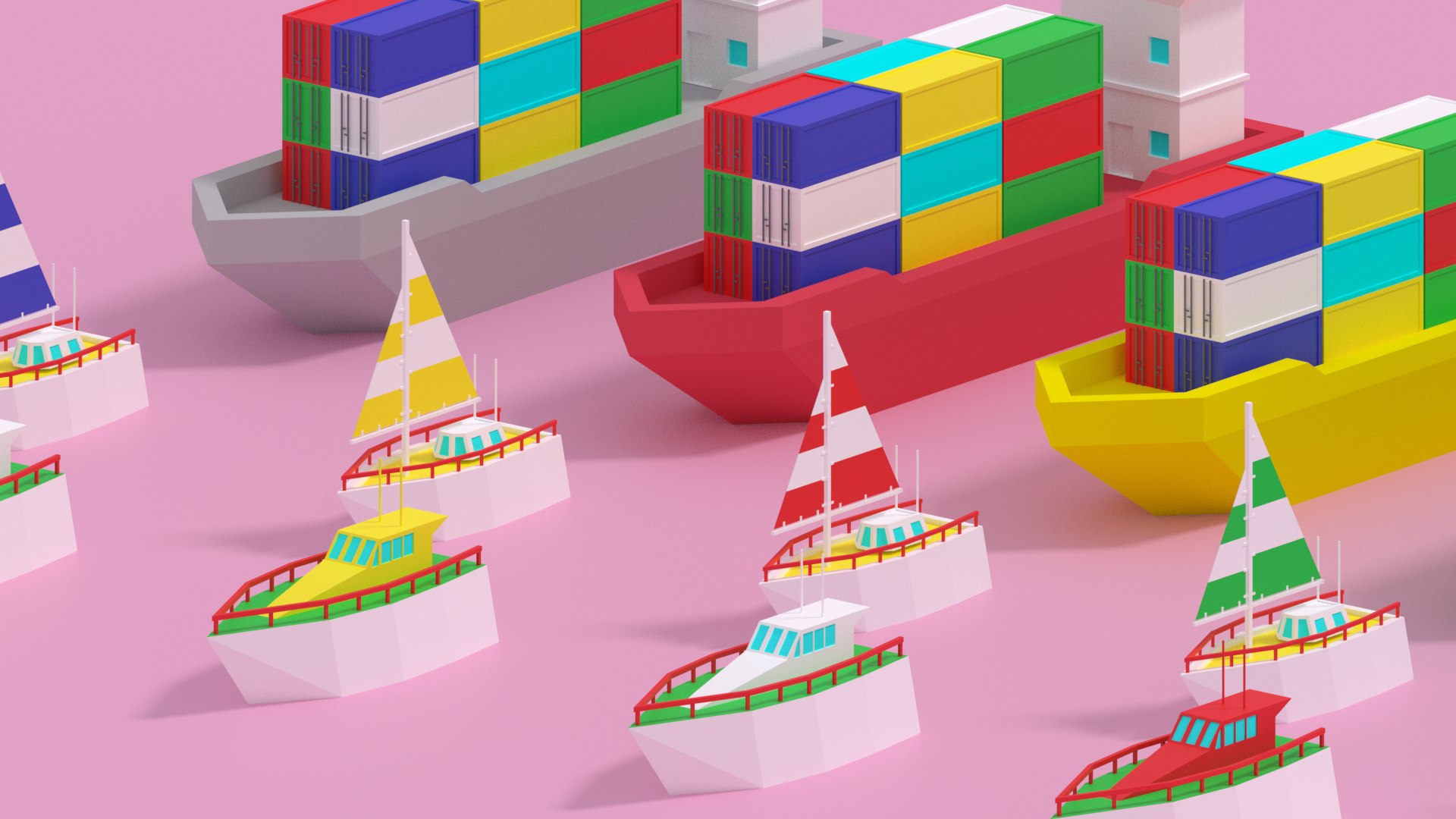 Cartoon Container Ship Yacht Sail Boat 3D Model - TurboSquid 2017238