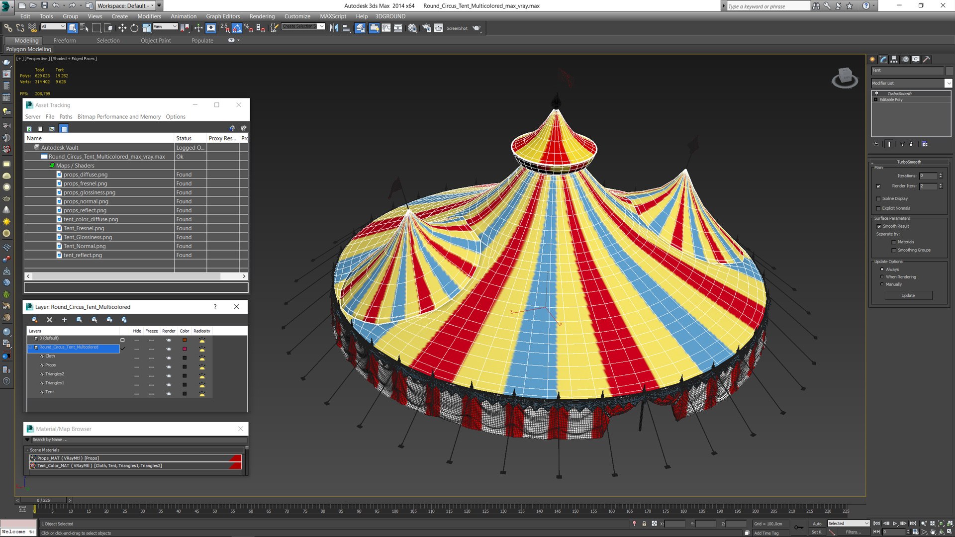 3D Round Circus Tent Multicolored - TurboSquid 2250252