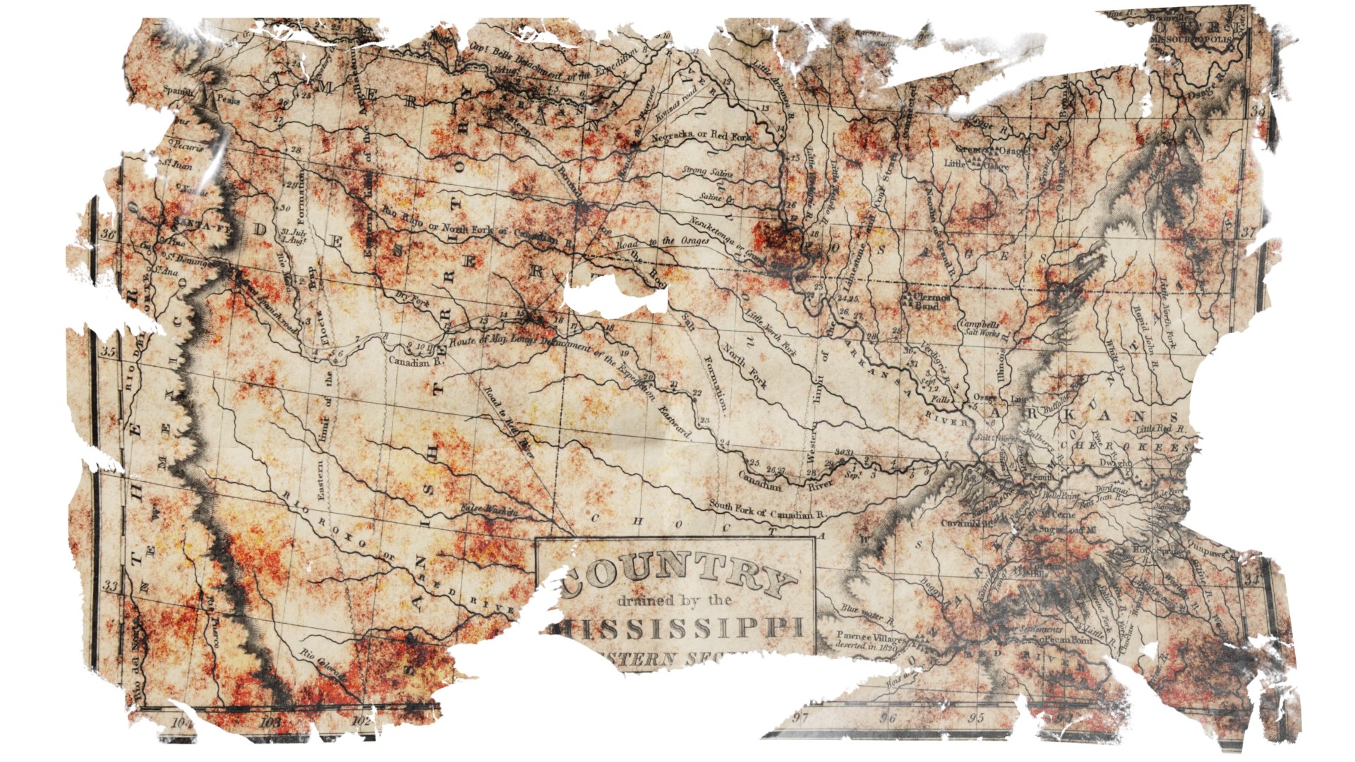 3D Worn Map Of Mississippi Model - TurboSquid 2087569