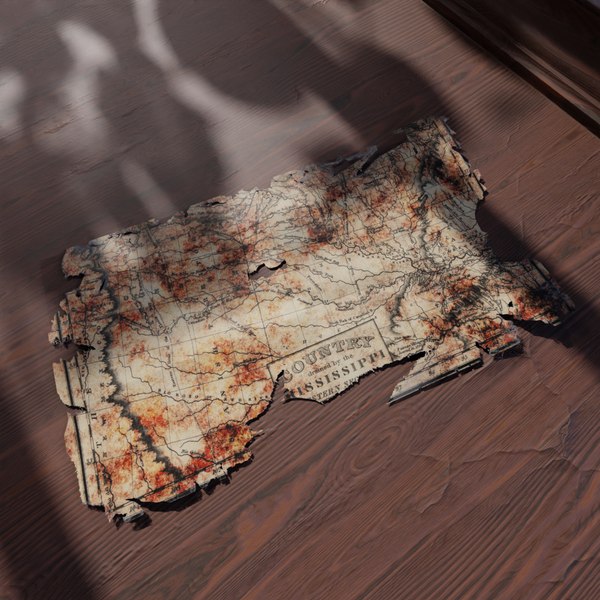 modelo 3d Worn Map of Mississippi - TurboSquid 2087569
