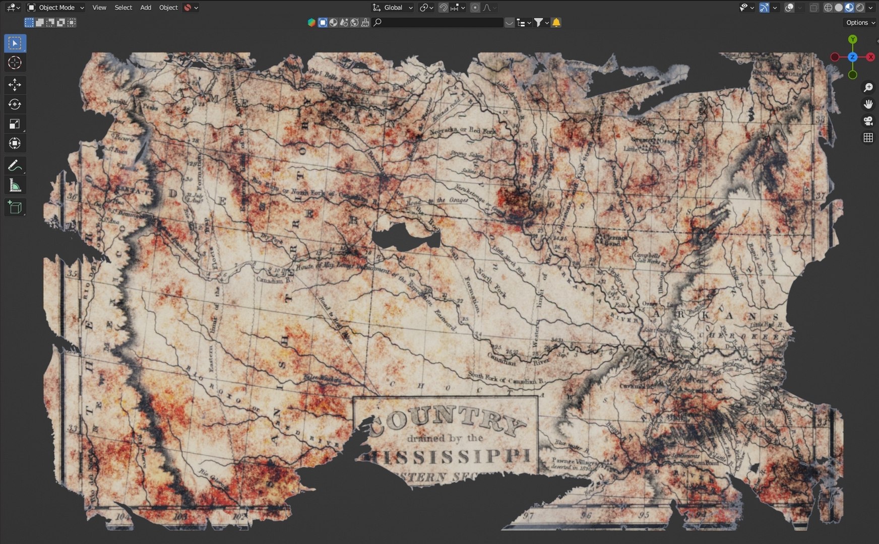 3D Worn Map Of Mississippi Model - TurboSquid 2087569