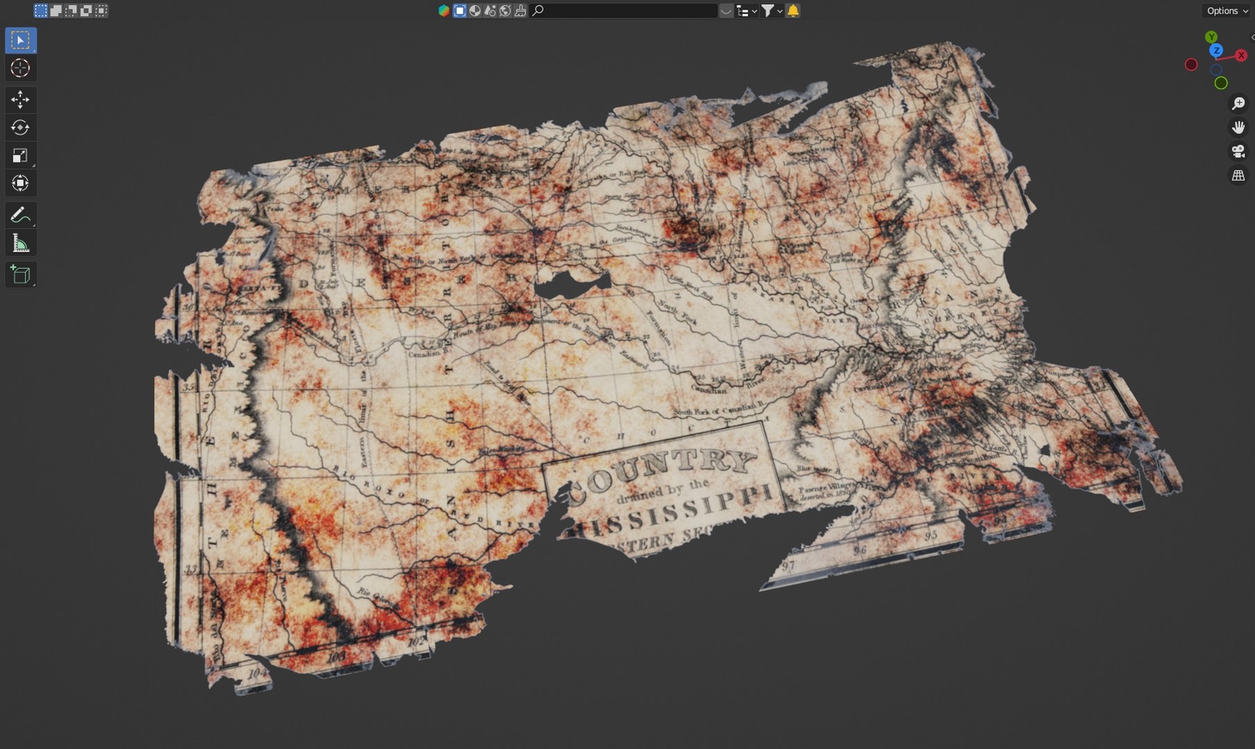 3D Worn Map Of Mississippi Model - TurboSquid 2087569
