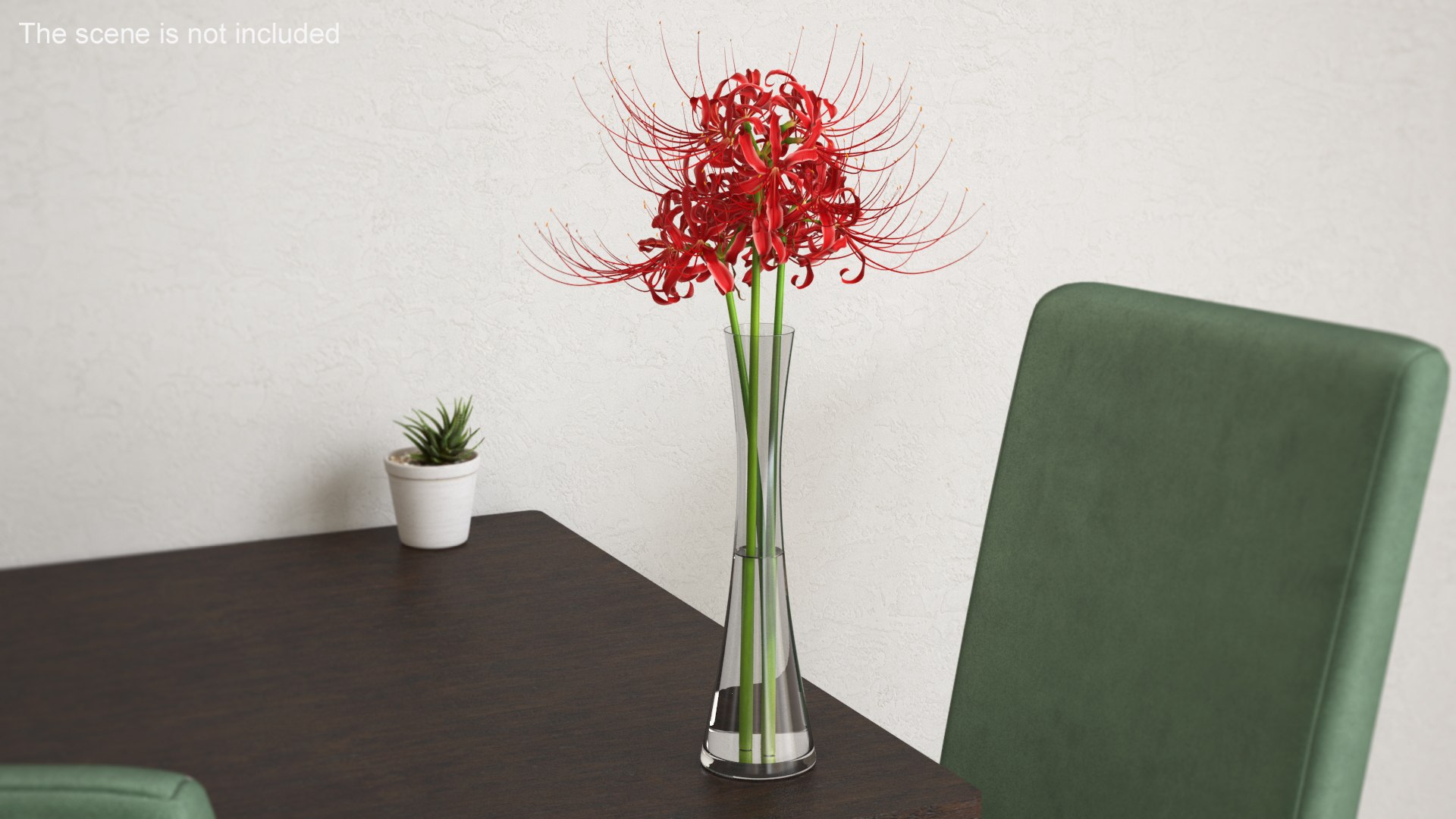 3D Bouquet Of Spider Lilies In Glass Vase - TurboSquid 2045425