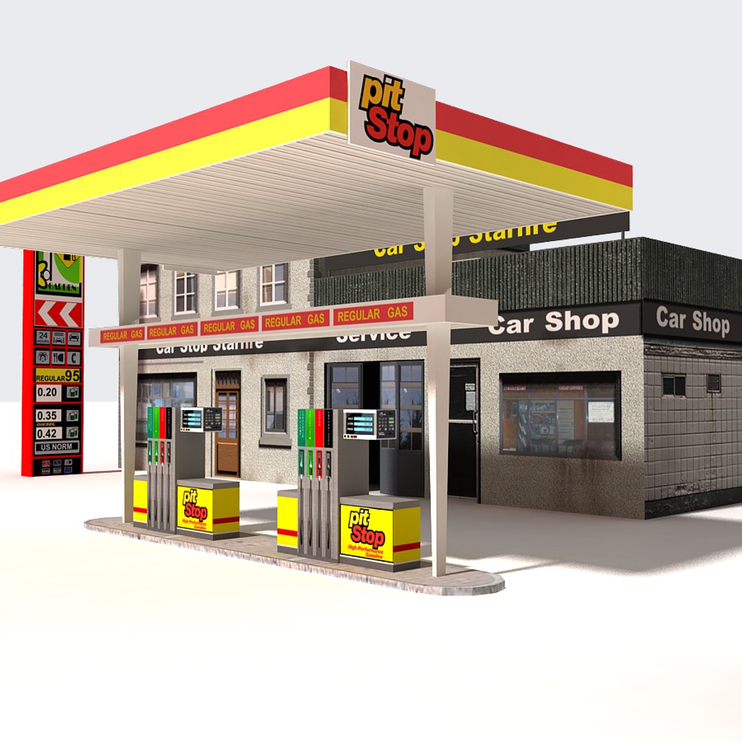 Gas Station 3d Model