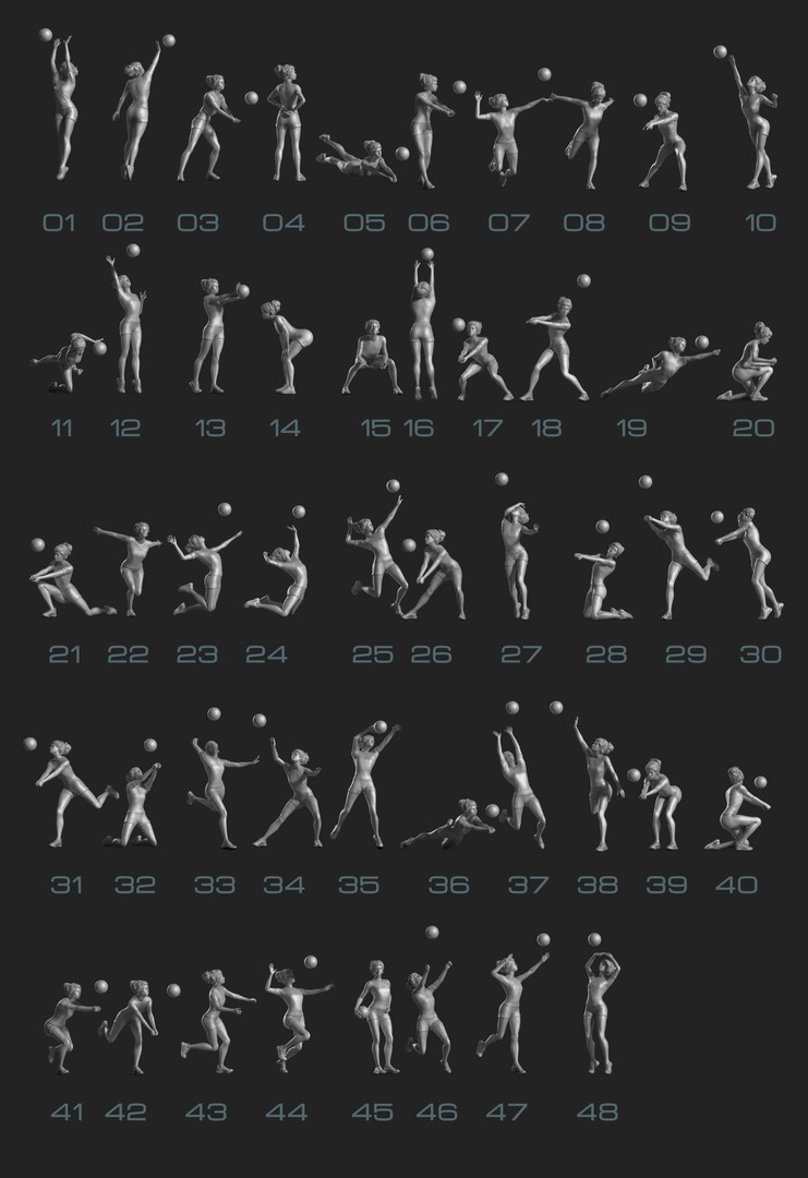 3D Model Volleyball Woman 48 Figure Set 01 - TurboSquid 2141670