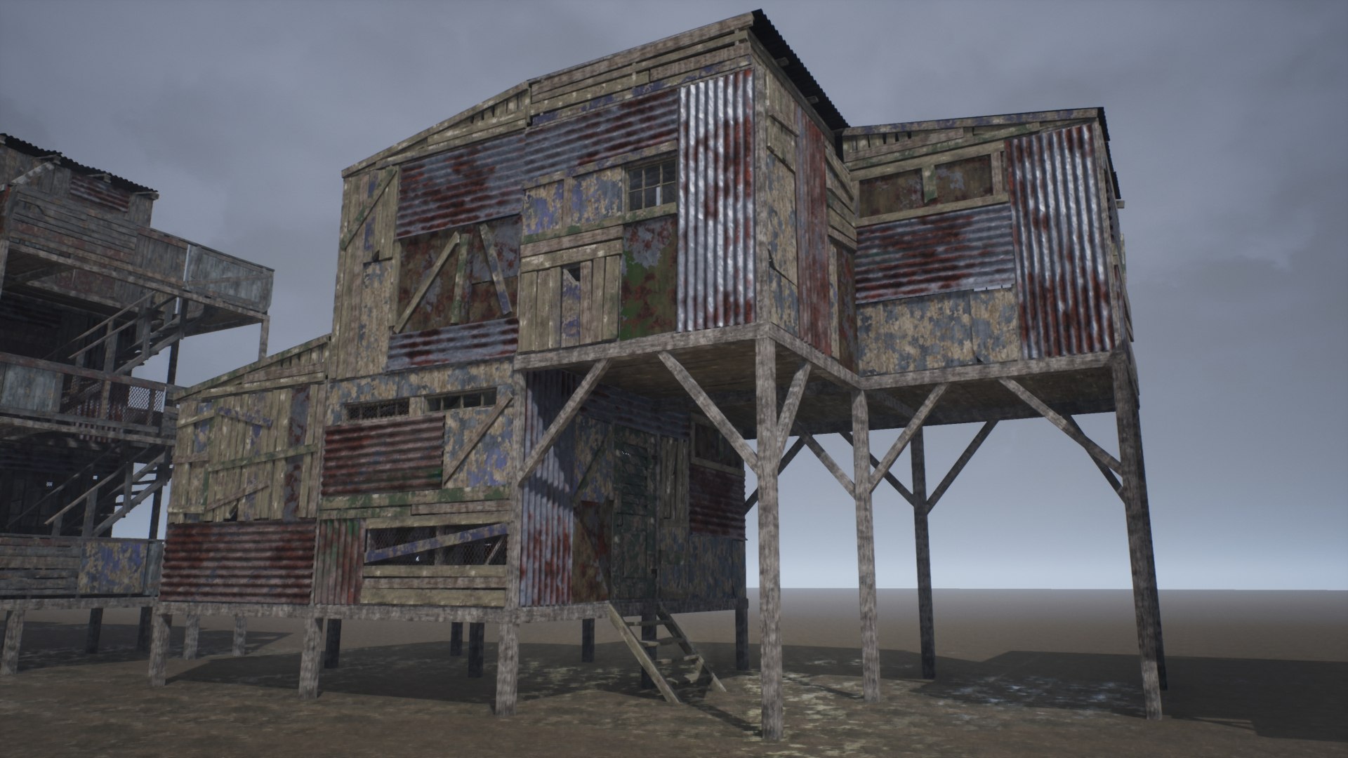 3D Model Pbr Modular Post-apocalyptic Buildings - TurboSquid 1383053