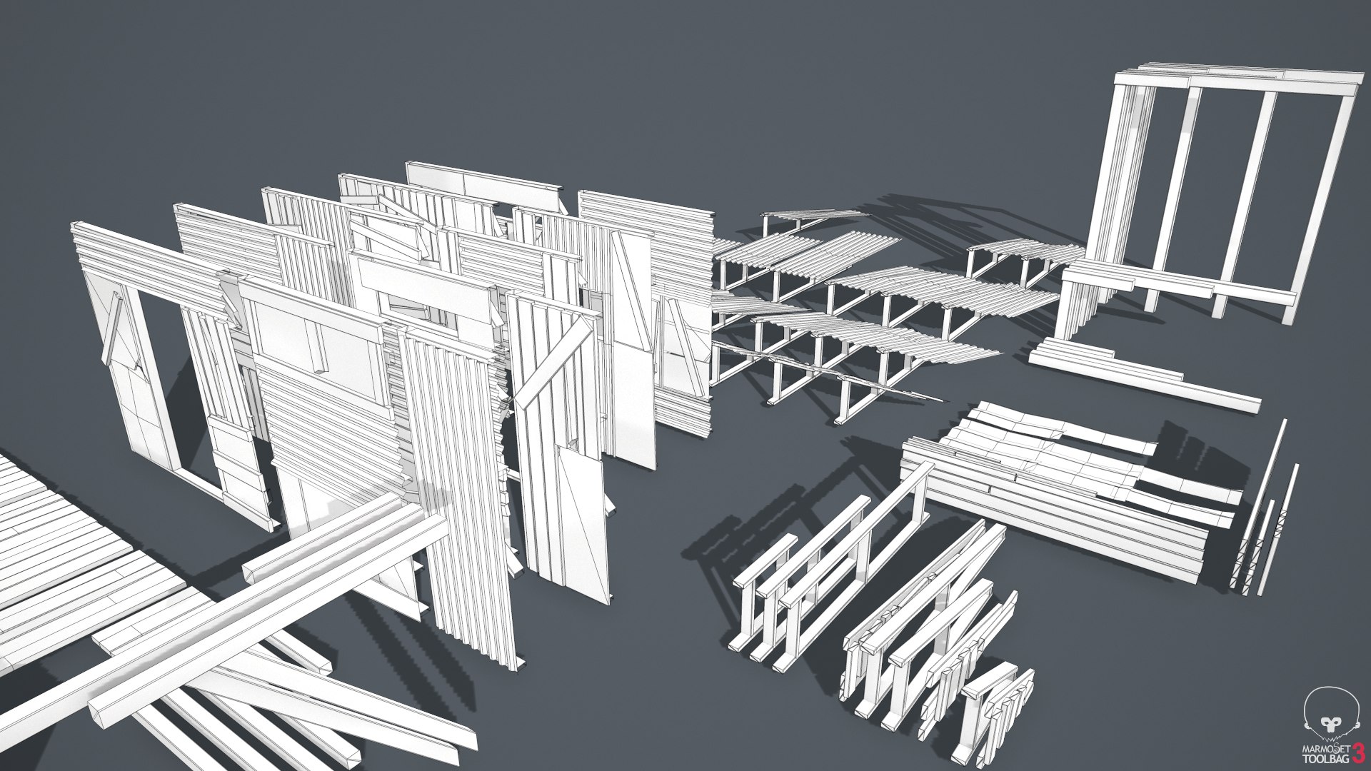 3D model pbr modular post-apocalyptic buildings - TurboSquid 1383053