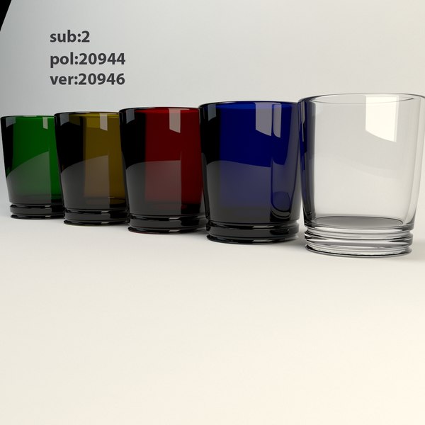 3d drink glass colors model