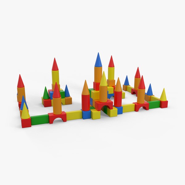 3d children toy blocks castle