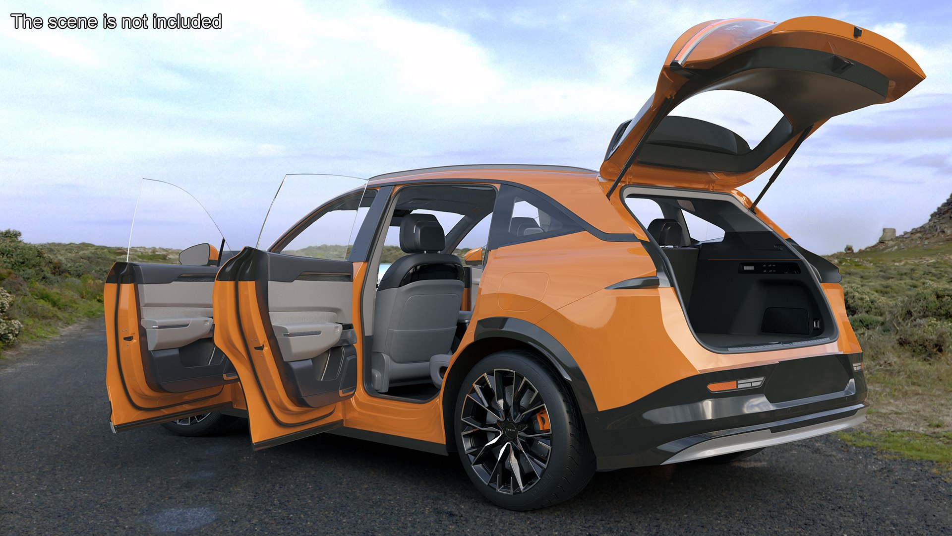 Zeekr 7X Urban Sunset Orange SUV Rigged For Maya 3D Model - TurboSquid 2409430