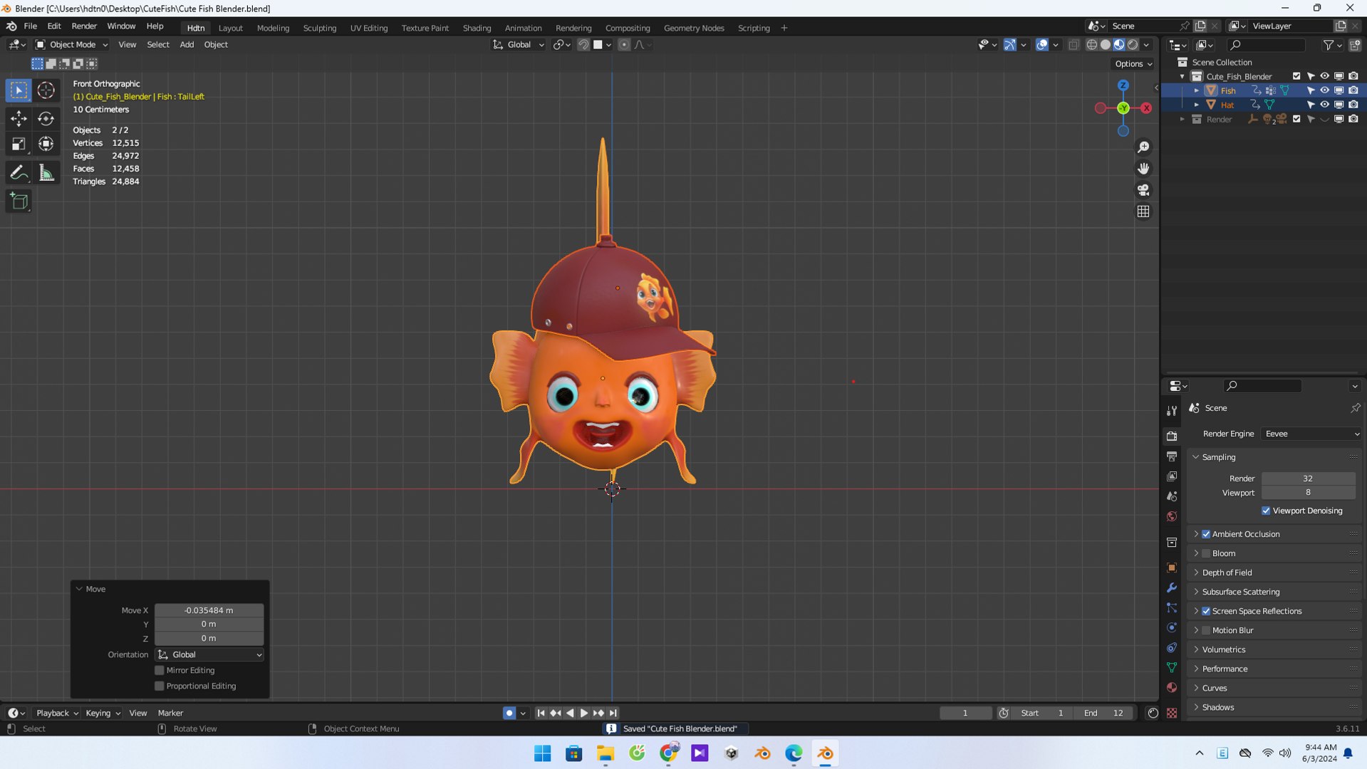 Cute Fish PBR 4K Shape Key 3D Model - TurboSquid 2237336