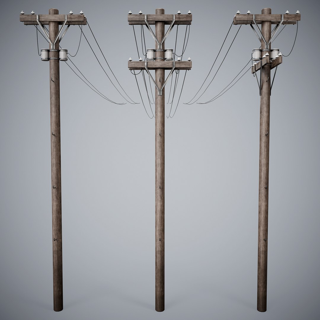 Set Of 3 Various Electric Pole 3D Model - TurboSquid 2212463