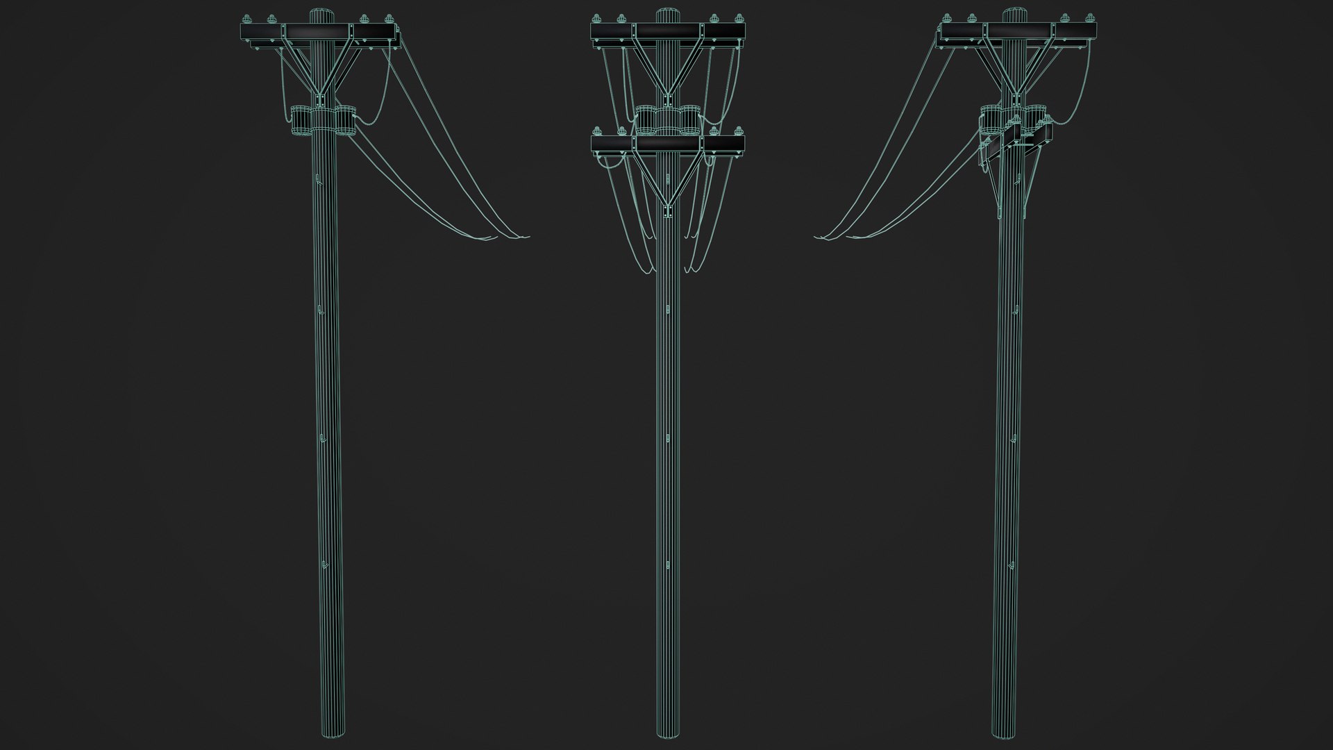 Set Of 3 Various Electric Pole 3D Model - TurboSquid 2212463
