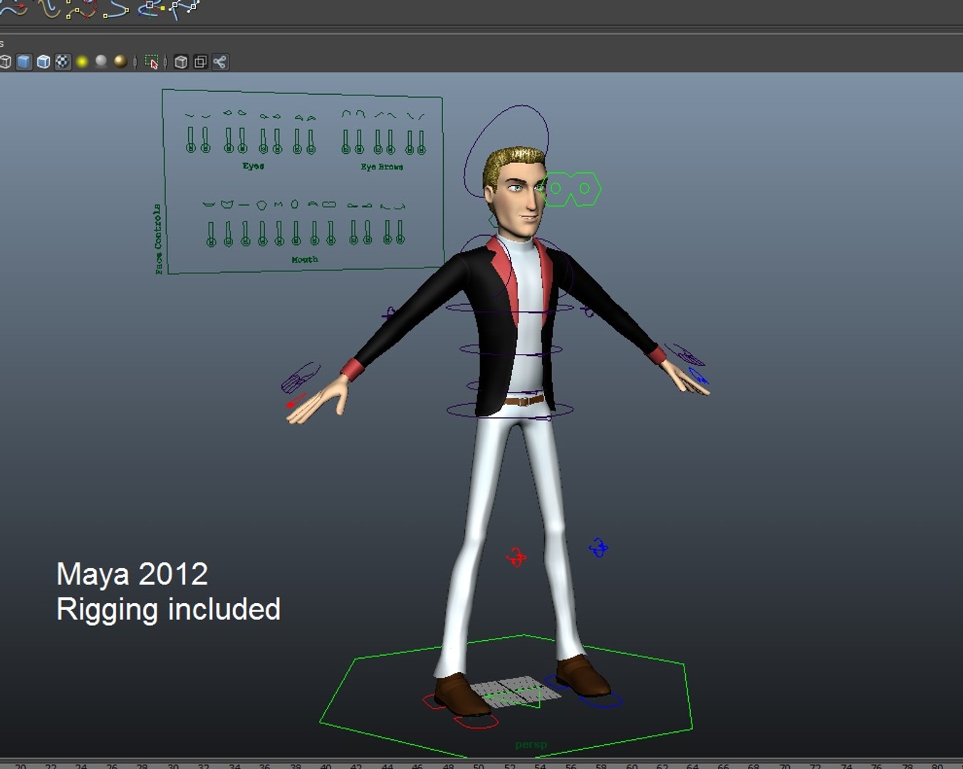 rigged cartoon man character 3d max