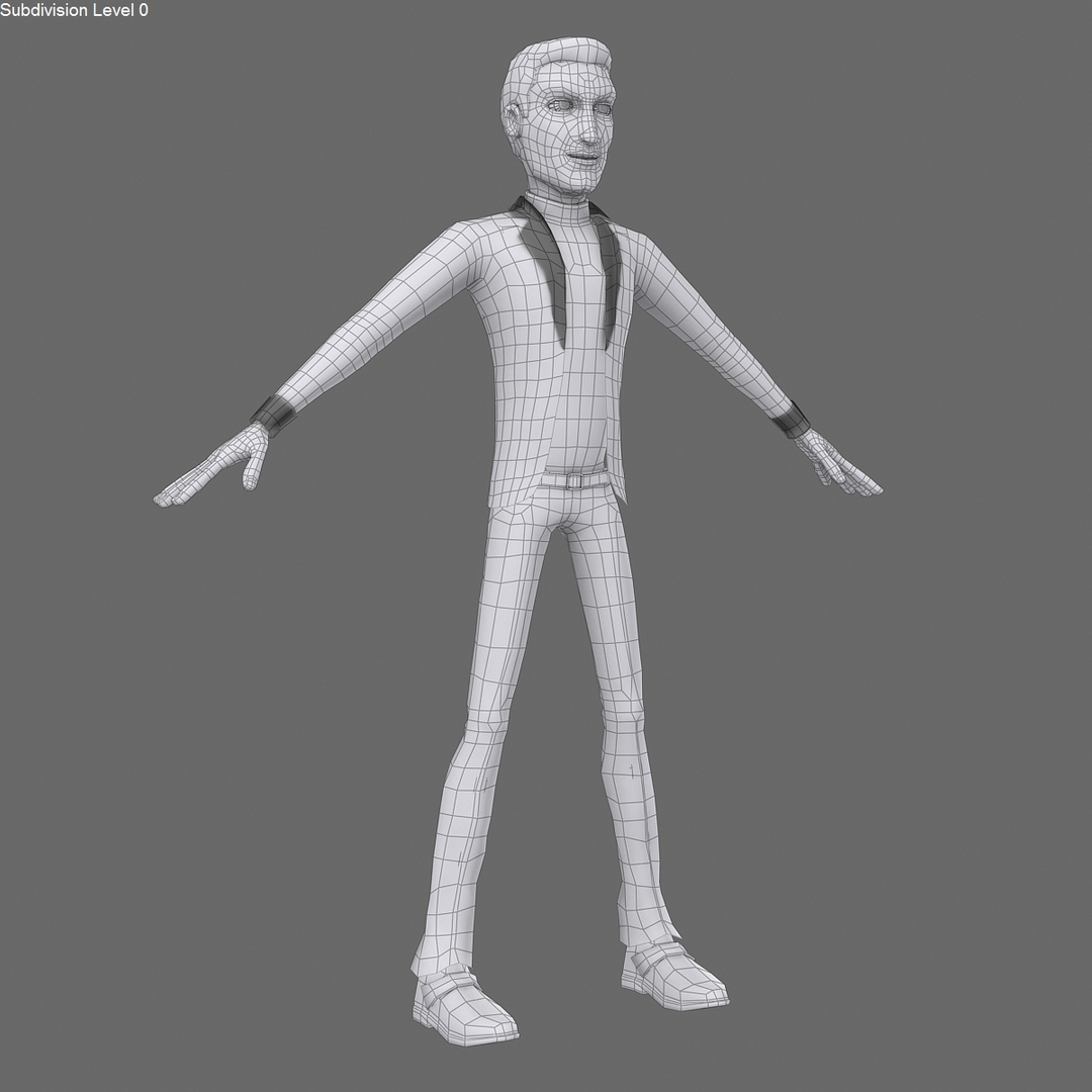 rigged cartoon man character 3d max